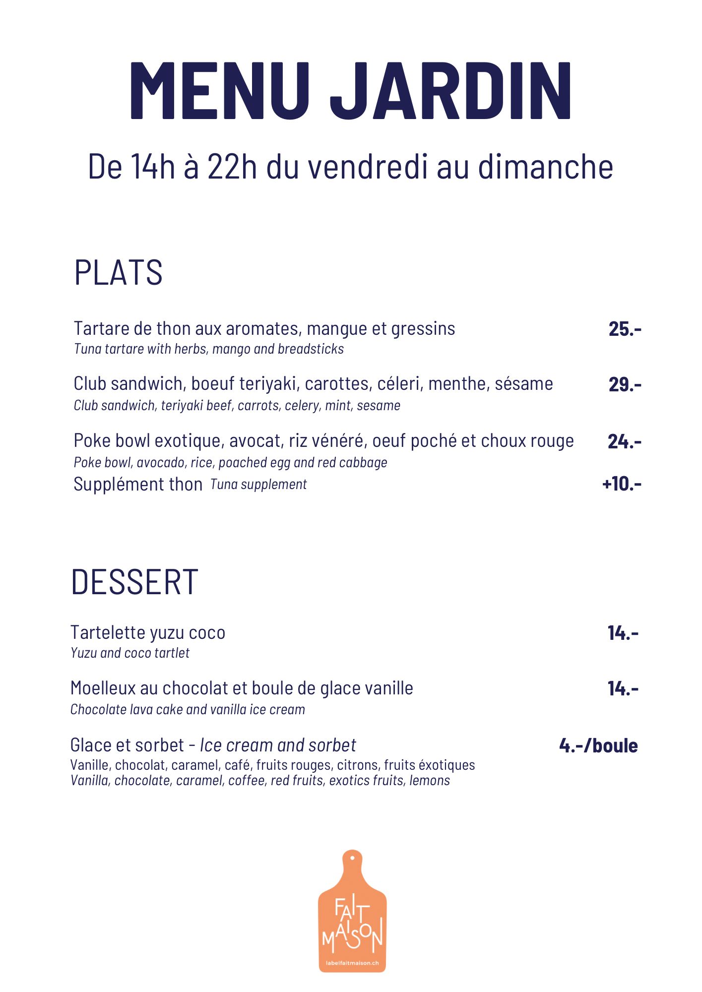 Menu - Le Floris - Restaurant & brunch en terrasse près de Genève